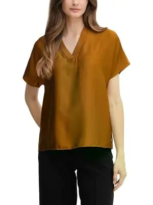 Joseph Ribkoff V-neck Blouse - Brown