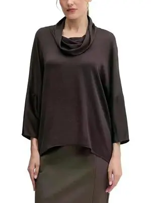 Joseph Ribkoff Cowl Neck Button Blouse - Brown