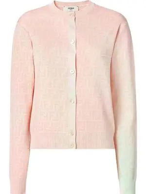 Fendi Patterned Buttoned Cardigan - Pink