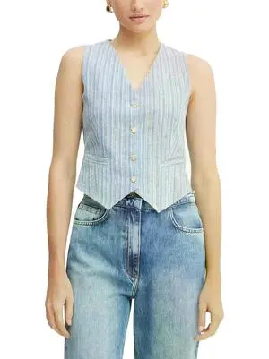 FRACOMINA Striped Buttoned Waistcoat - Blue