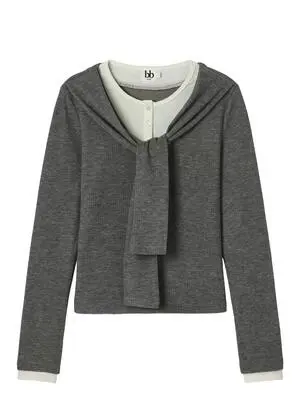 B+AB Tied Top - Grey