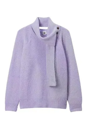 B+AB Button Roll-neck Sweater - Purple
