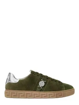 Versace Greca-embellished Suede Sneakers - Green