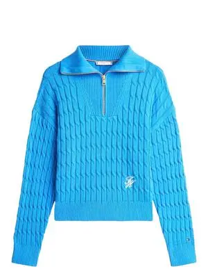 Tommy Hilfiger Cable-knit Zip Sweater - Blue