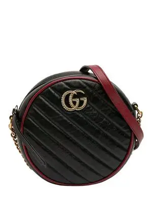 Gucci Mini Gg Marmont Leather Crossbody Bag - Black