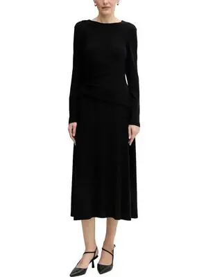 Joseph Ribkoff Long-sleeve Gathered Midi Dress - Black