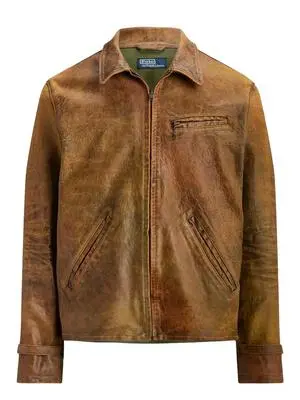 Polo Ralph Lauren Zip Sheepskin Bomber Jacket - Brown