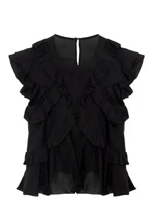 MARANT ETOILE Nalou Ruffled Top - Black