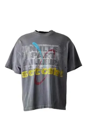 SATOSHI NAKAMOTO Graphic Raw-cut T-shirt - Grey
