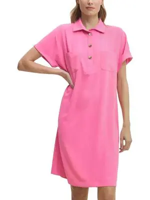 Joseph Ribkoff Chest-pocket Mini Shirt Dress - Pink
