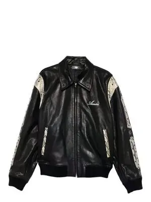 Amiri Snakeskin-print Embellished Jacket - Black
