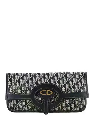 Dior Fold Over Oblique Canvas Clutch Bag - Blue