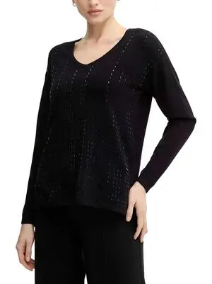 Joseph Ribkoff Embellished V-neck Jumper - Black