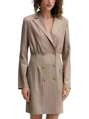 FRACOMINA Pinstriped Double-breasted Dress - Neutrals