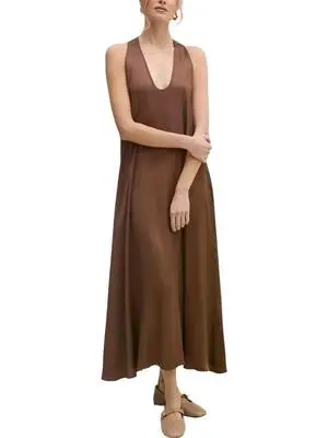 FRACOMINA V-neck Tie-back Dress - Brown