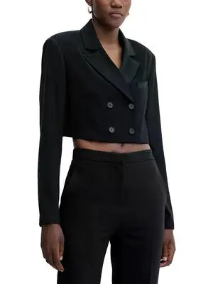 FRACOMINA Button Cropped Blazer - Black