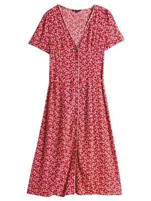 Tommy Hilfiger Floral-pattern Buttoned Midi Dress - Red