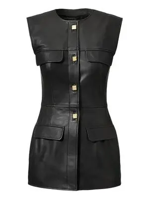 TOVE Gia Buttoned Leather Blouse