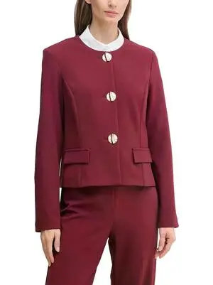 Joseph Ribkoff Button Flap-pocket Jacket - Red