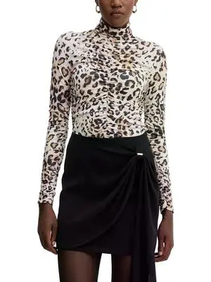 FRACOMINA Animal Print Gathered Blouse - Neutrals