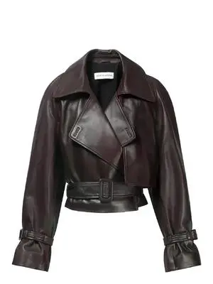 NOUR HAMMOUR Leather Belted Jacket