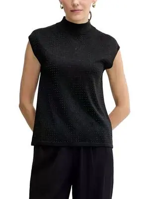 JOSEPH RIBKOFF Sequin Embellished Mock-Neck Top