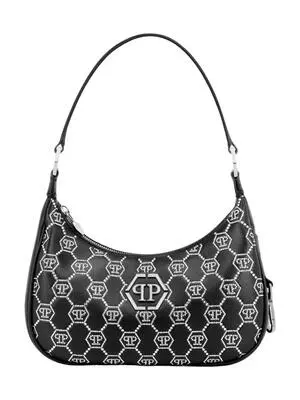 Philipp Plein Logo Embellished Shoulder Bag - Black