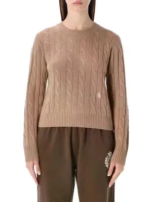 SPORTY & RICH Cable-knit Crew-neck Sweater - Neutrals