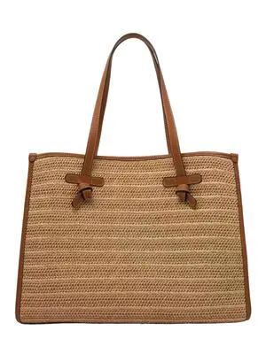 MARCELLA CLUB Woven Raffia Tote Bag - Neutrals