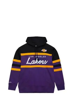 Mitchell & Ness X Los Angeles Lakers Hardwood Head Coach Striped Hoodie - Purple