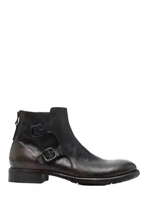 LEQARANT Leather Biker Boots - Brown