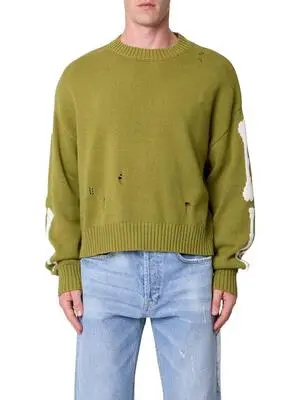 Mnml Skeleton Graphic Crewneck Sweater - Moss