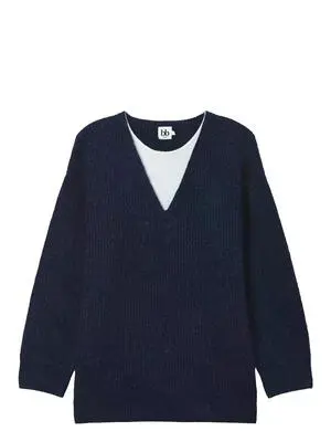 B+AB V-neck Long Sleeve Sweater - Blue