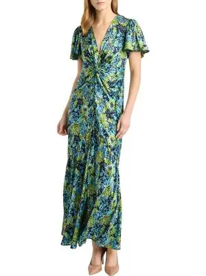 Cinq À Sept Dahlia Print Maxi Dress - Tropical Sky Multi