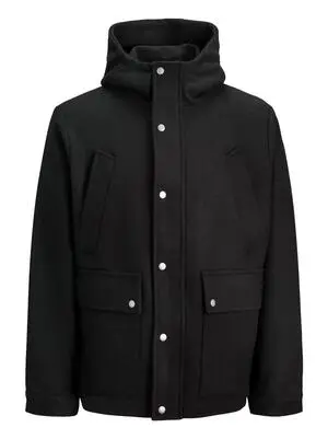 R.D.D. BY JACK JONES Hooded Buttoned Jacket - Black