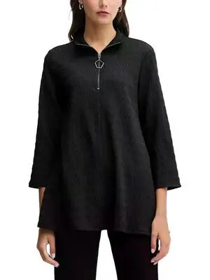 Joseph Ribkoff Zip-up Textured Top - Black