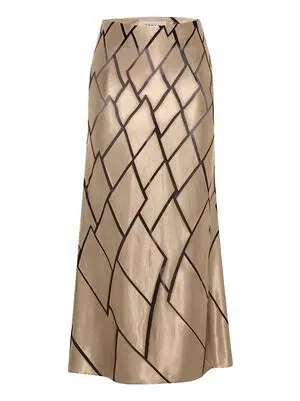 THEO THE LABEL Theia Retro Burnout Maxi Skirt - Sand