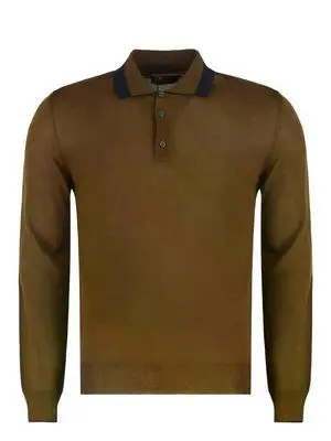 MOORER Terence-mll Button-up Polo Collar - Brown