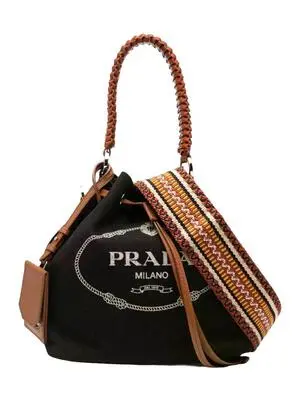 Prada 2013-2025 Canvas Canapa Logo Bucket Bag - Black