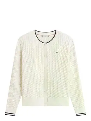 Tommy Hilfiger Crew-neck Cable-knit Cardigan - Neutrals