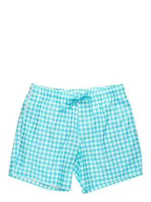 RUGGEDBUTTS Stretch Swim Trunks Bright Aqua Gingham