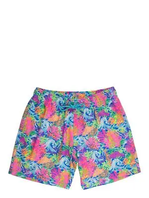 RUGGEDBUTTS Stretch Swim Trunks Neon Ocean Coral