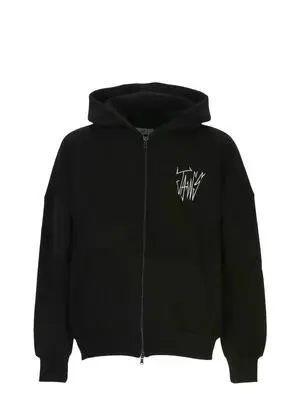 JAWS Graphic Print Zip Hoodie - Black
