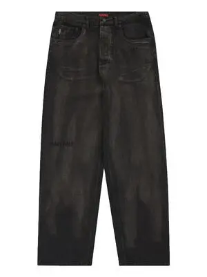 PLEASURES Oil Baggy Wide Leg Jeans - Dark Brown