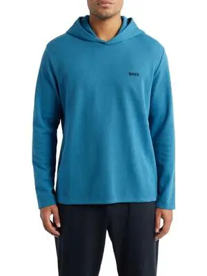 BOSS Waffle Knit Hooded Lounge T-shirt - Open Blue