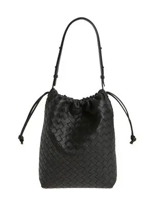 Bottega Veneta Intrecciato Leather Bucket Bag - Black-nero Opaco