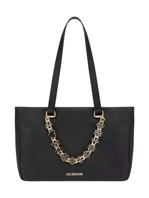 Moschino Logo Chain Shoulder Bag - Black