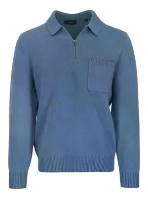Vince Chest-pocket Half-zip Sweater - Blue