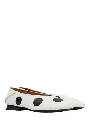 Camper Casi Myra Twins Polka Dot Ballerina Flat - White Natural