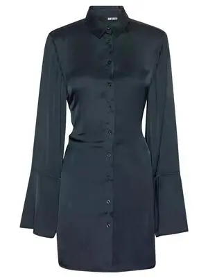 Remain Birger Christensen Satin-tie Mini Shirt Dress - Blue